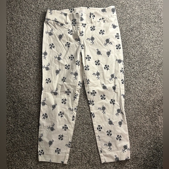 LOFT | Pants & Jumpsuits | White Trousers With Black Floral Print Loft ...